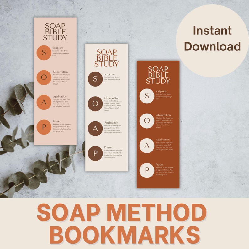 Digital Printable SOAP Method Bible Study Bookmarks, Aesthetic ...
