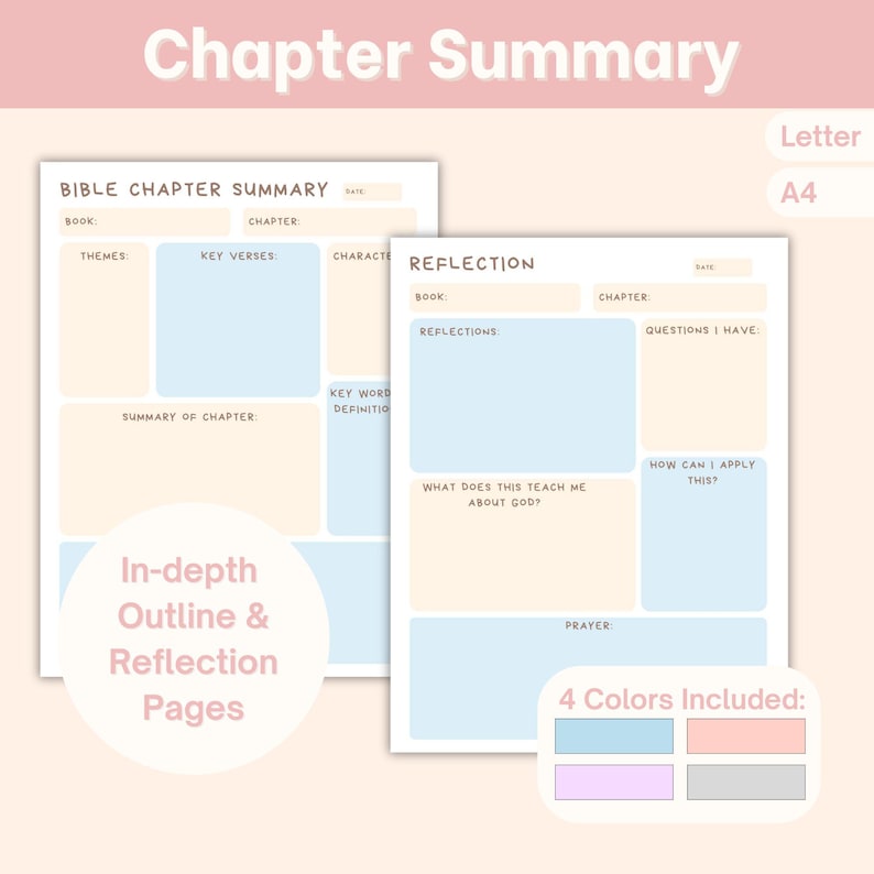 Bible Chapter Summary Template Printable, Bible Study Chapter Notes ...