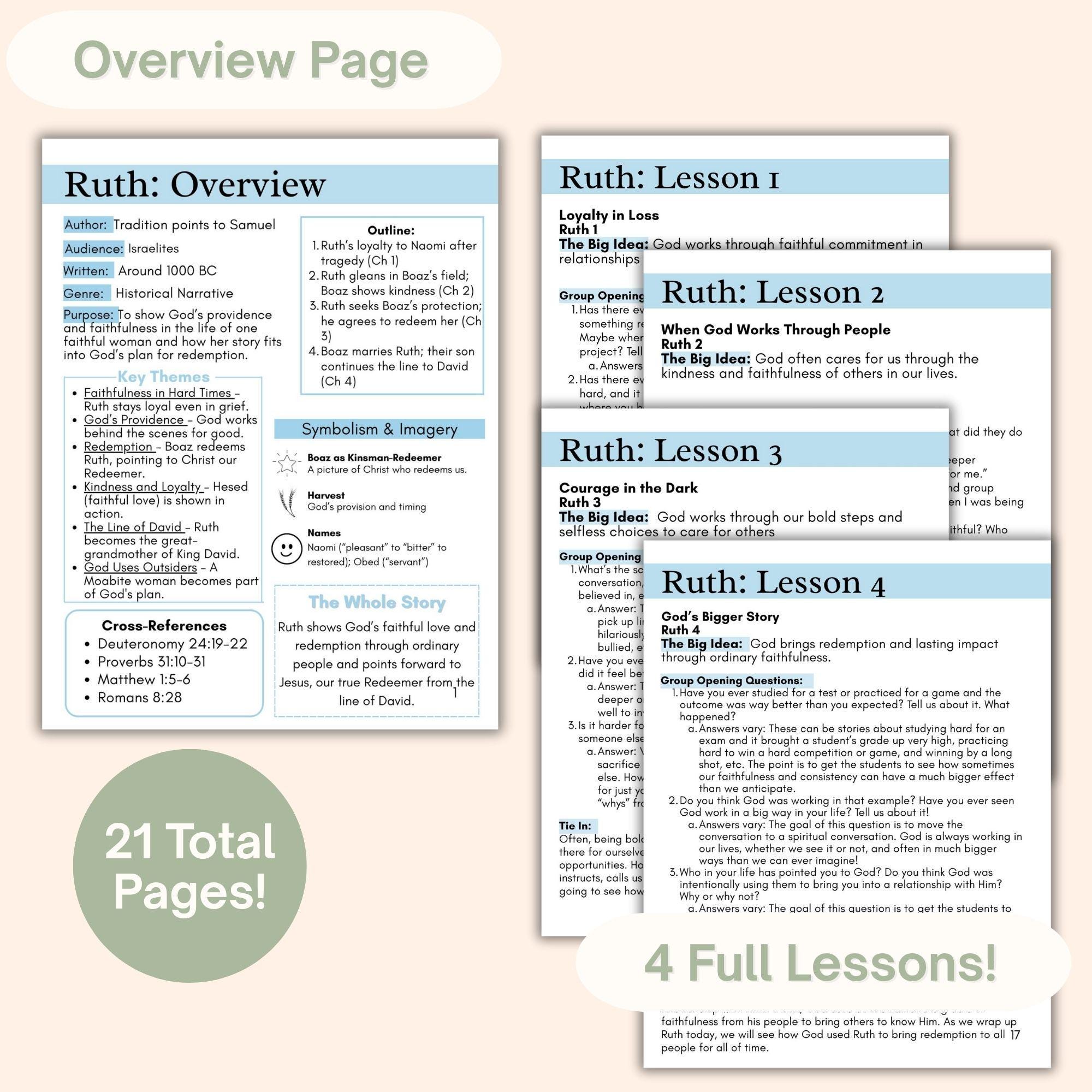 Ruth Bible Study Leader Guide Personal Study, Ruth Bible Overview ...