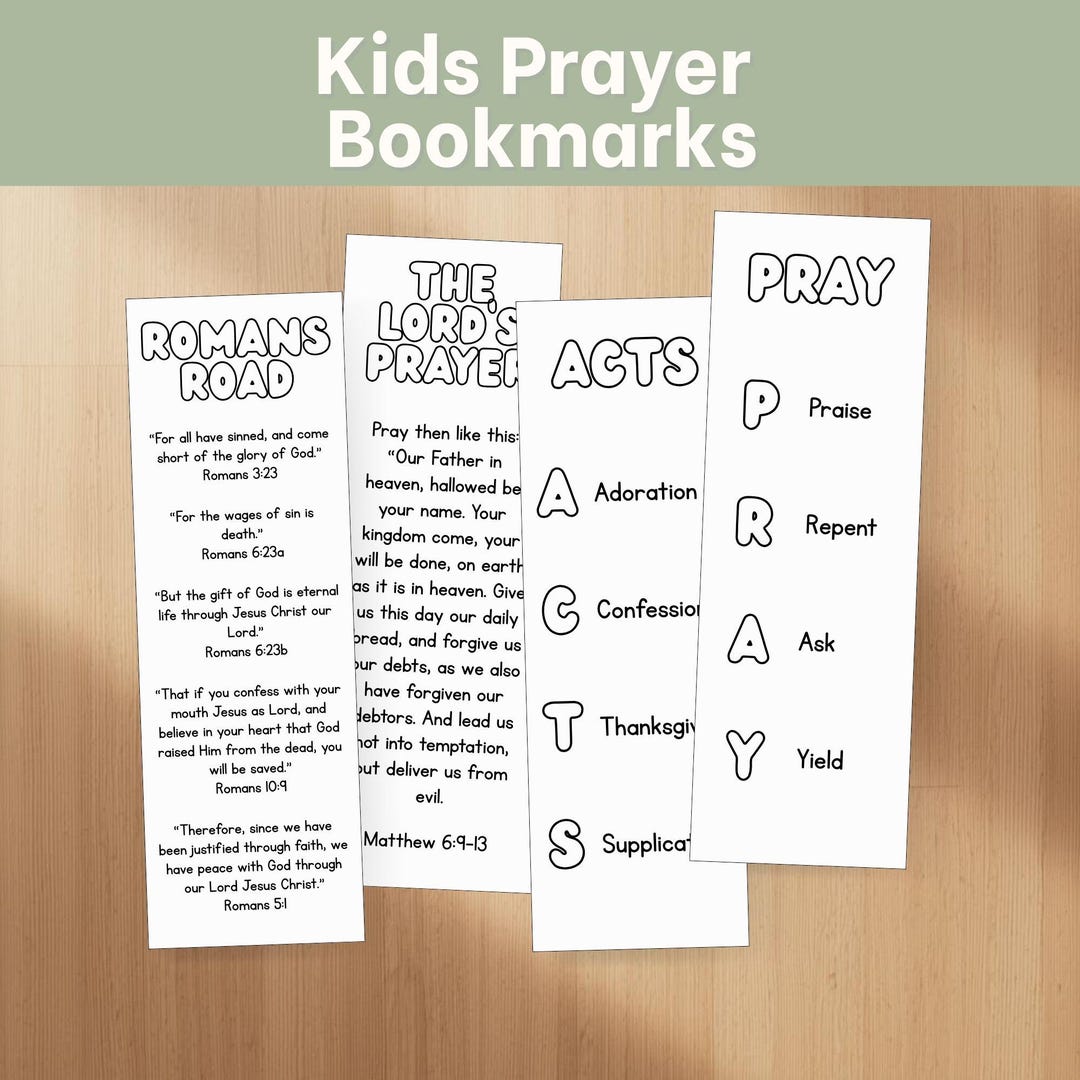 Kids Prayer Bookmarks Christian Coloring for Kids Lords Prayer Bible ...