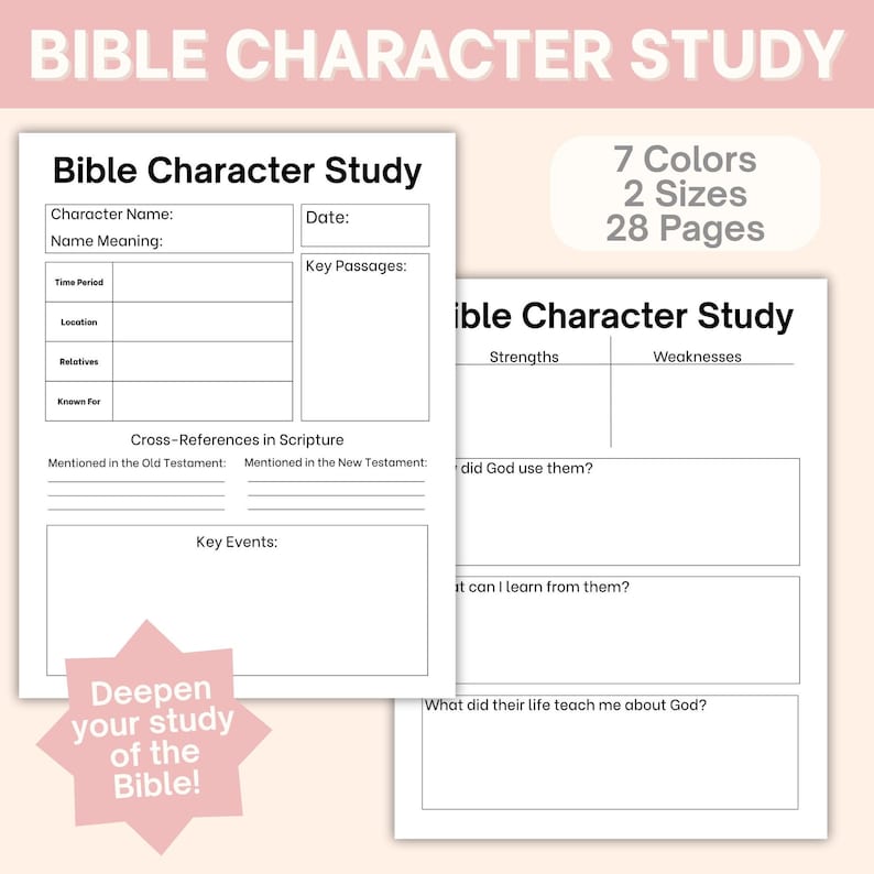 Bible Character Study, Printable Bible Study, Bible Study Guide Tool ...