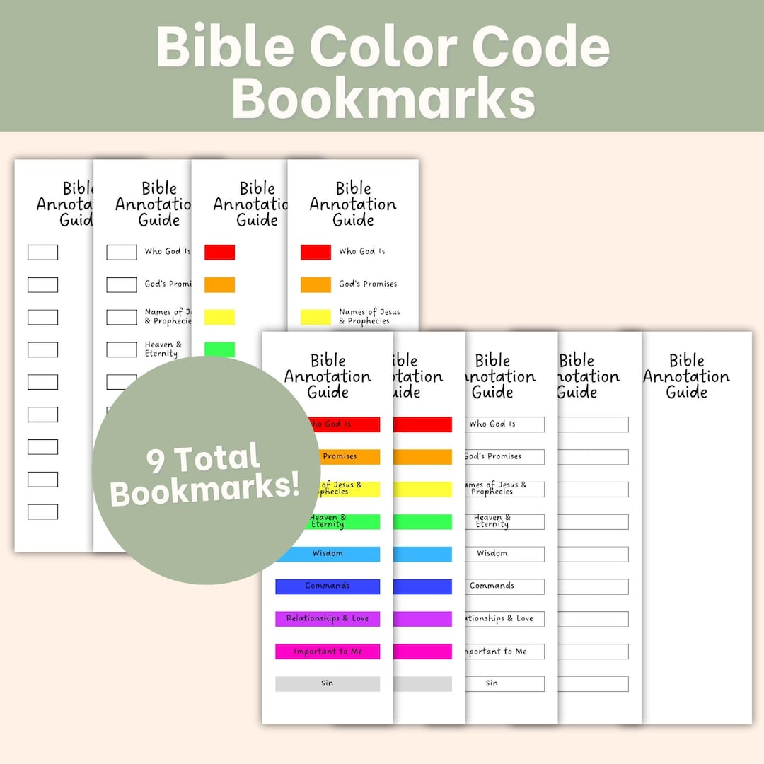 Bible Study Color Coding Guide Bookmarks Digital Download Printable ...