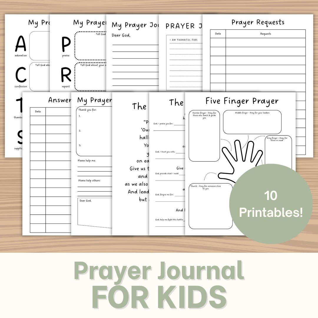 Kids Prayer Printable Journal Pages, Sunday School Lesson, ACTS Prayer ...