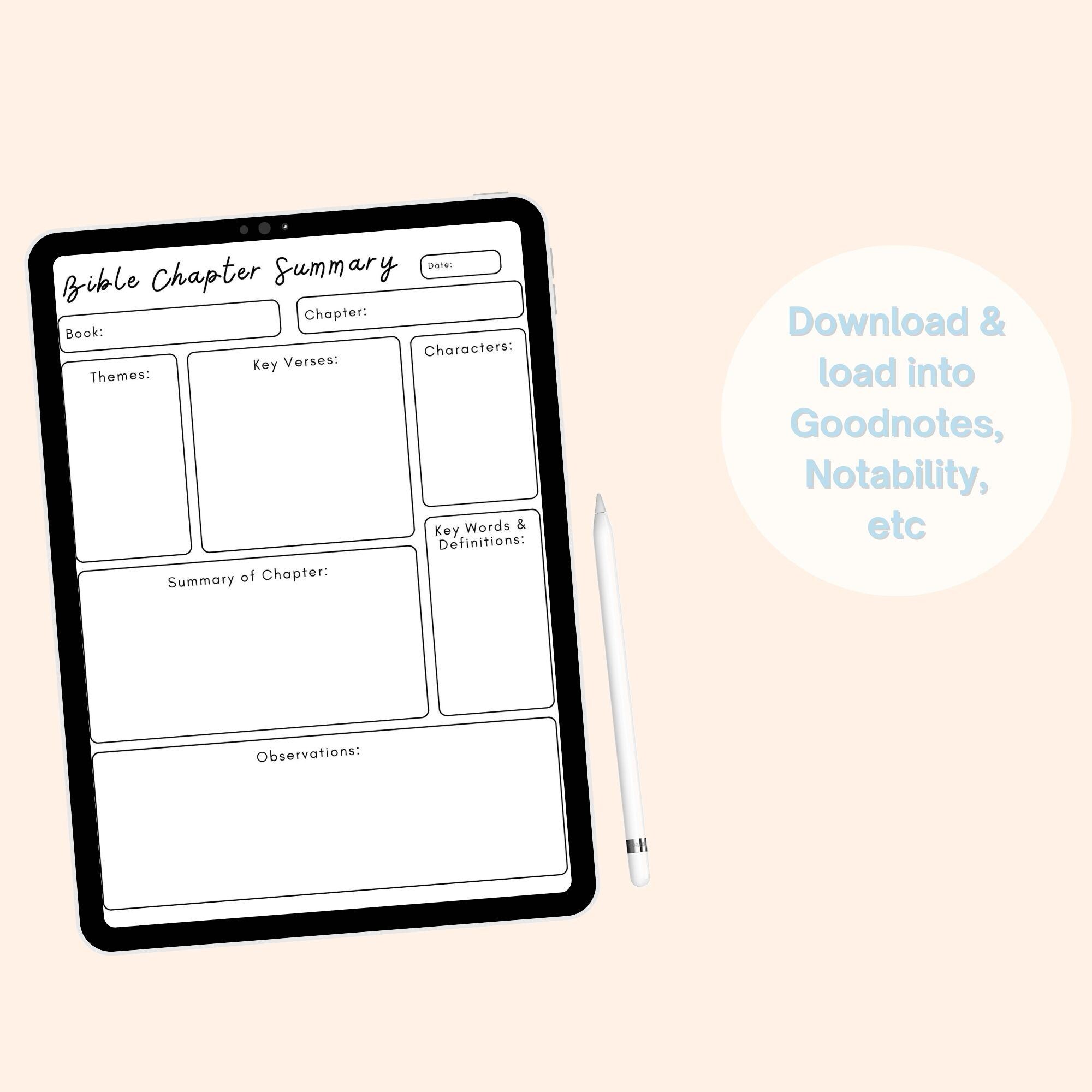 Bible Chapter Summary Template Printable PDF, Colorful Bible Study ...