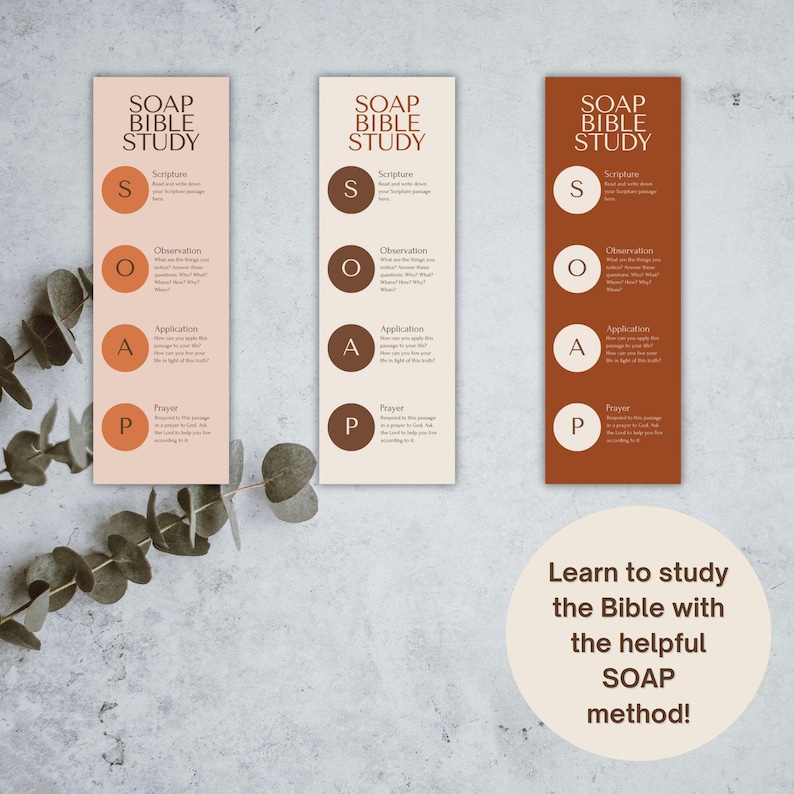 Digital Printable SOAP Method Bible Study Bookmarks, Aesthetic ...