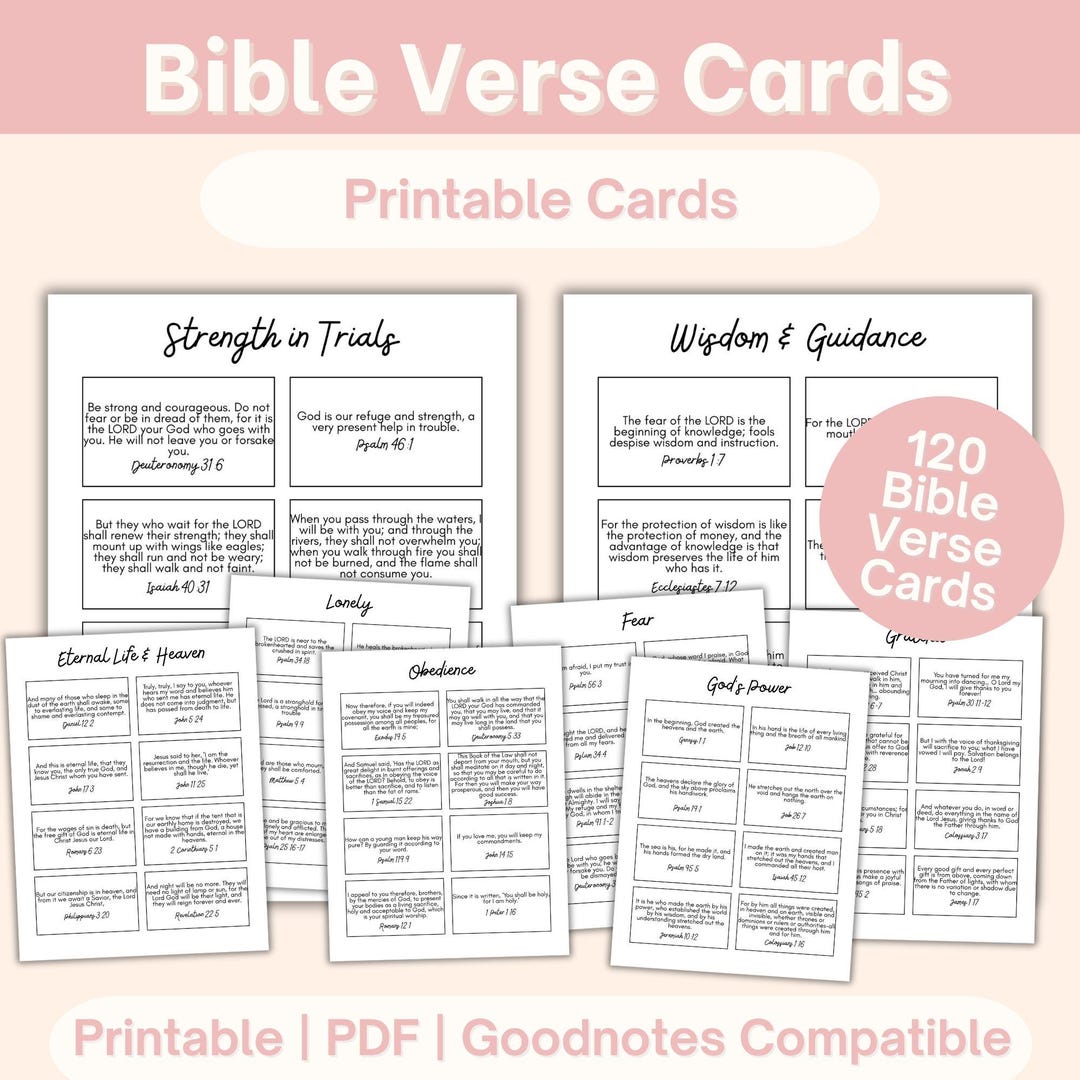 Printable Bible Verse Cards, Scripture Cards for Kids, Scripture Memory ...
