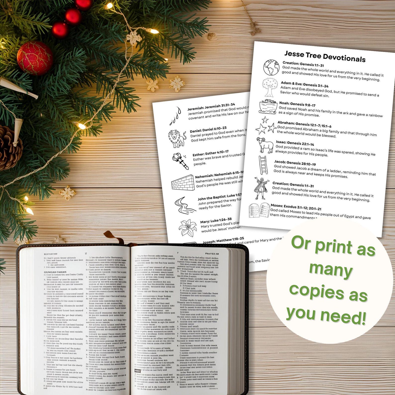 Jesse Tree Advent Ornaments Printable, Advent Countdown Activity, Bible ...