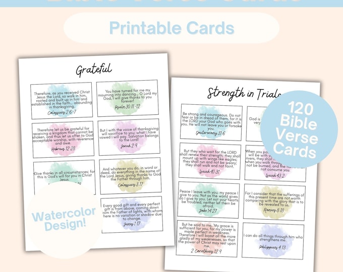 20 Encouraging Printable Scripture Cards | Sunday School Teacher Gift ...