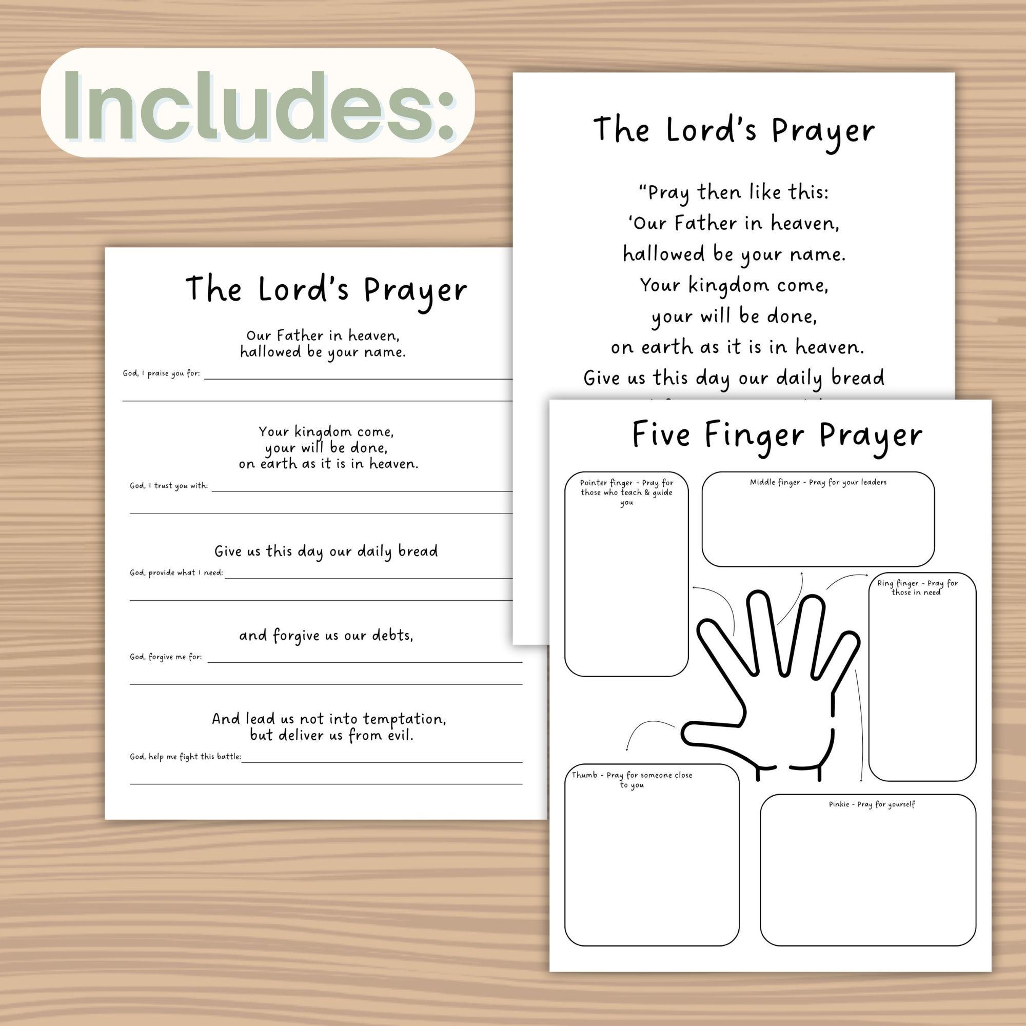 Kids Prayer Printable Journal Pages, Sunday School Lesson, ACTS Prayer ...