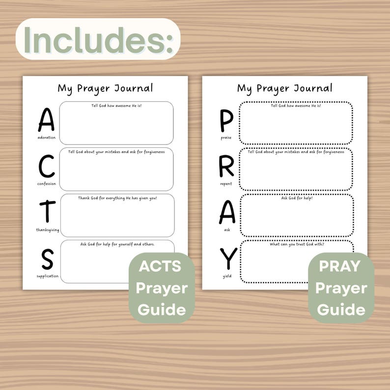 Kids Prayer Printable Journal Pages, Sunday School Lesson, ACTS Prayer ...
