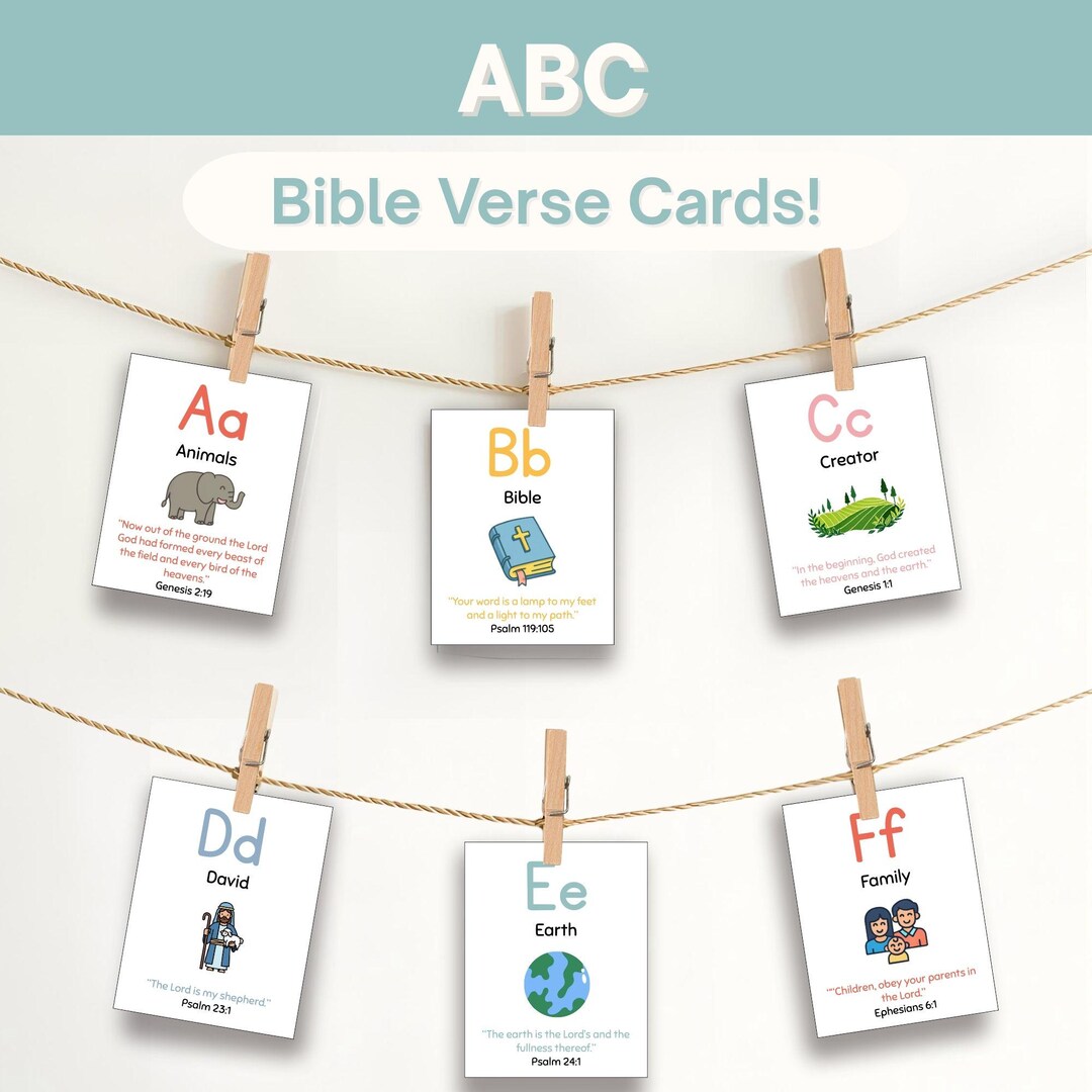 ABC Scripture Cards Christian Homeschool Bible Verse Flashcards ...