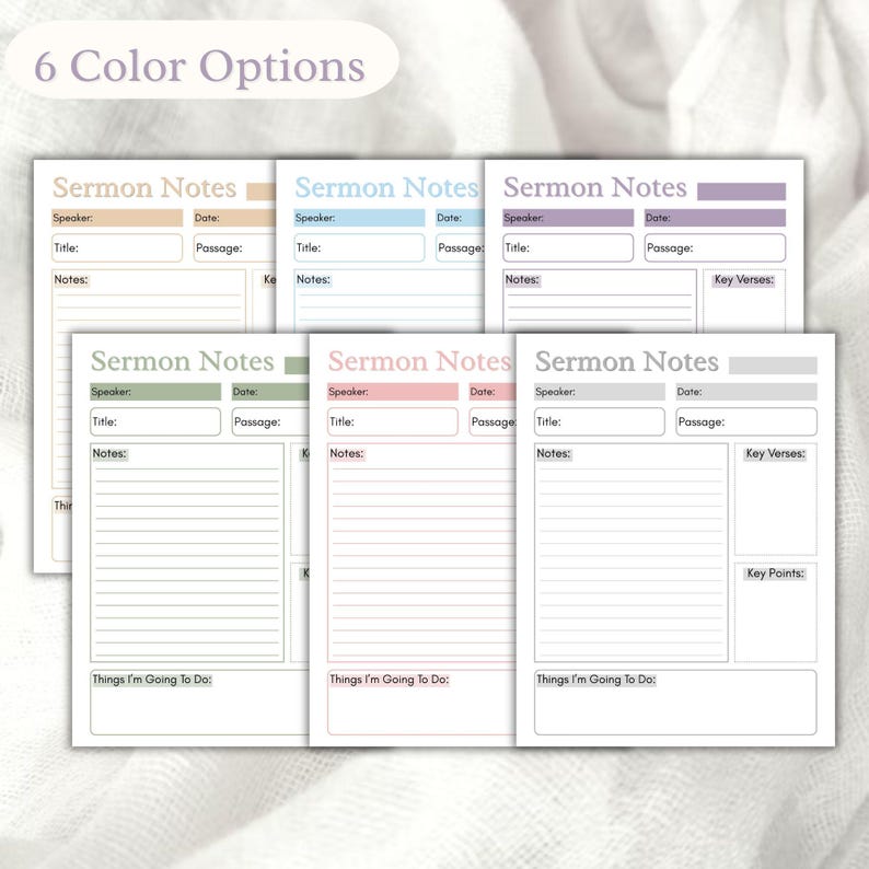 Printable Sermon Notes Template, Digital Sermon Guide, Printable Church ...