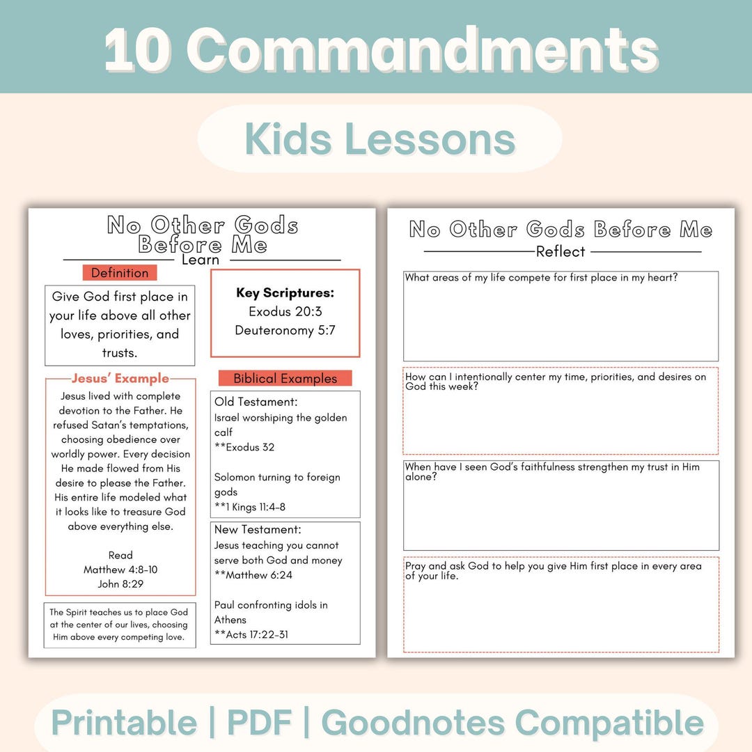 10 Commandments Kids Bible Lessons, Christian Homeschool Curriculum, 10 ...