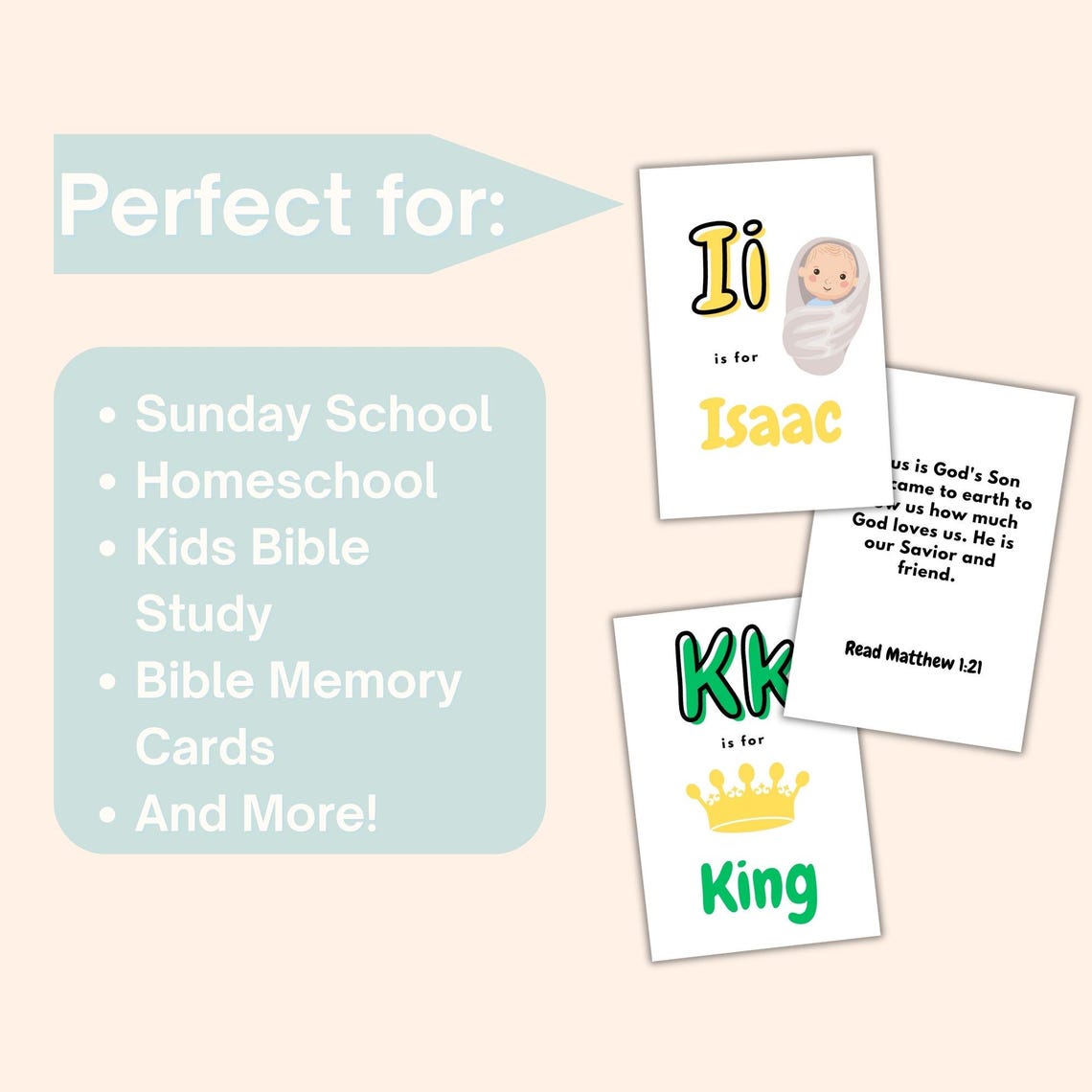 Bible Alphabet Flashcards for Kids, Christian Homeschool ABC Cards ...