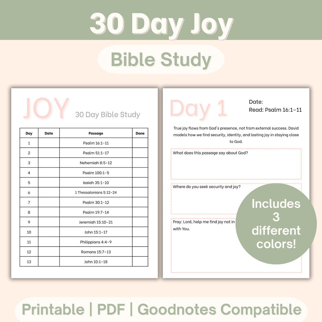 30 Day Joy Bible Study, Bible Reading Plan, Fruit of the Spirit ...