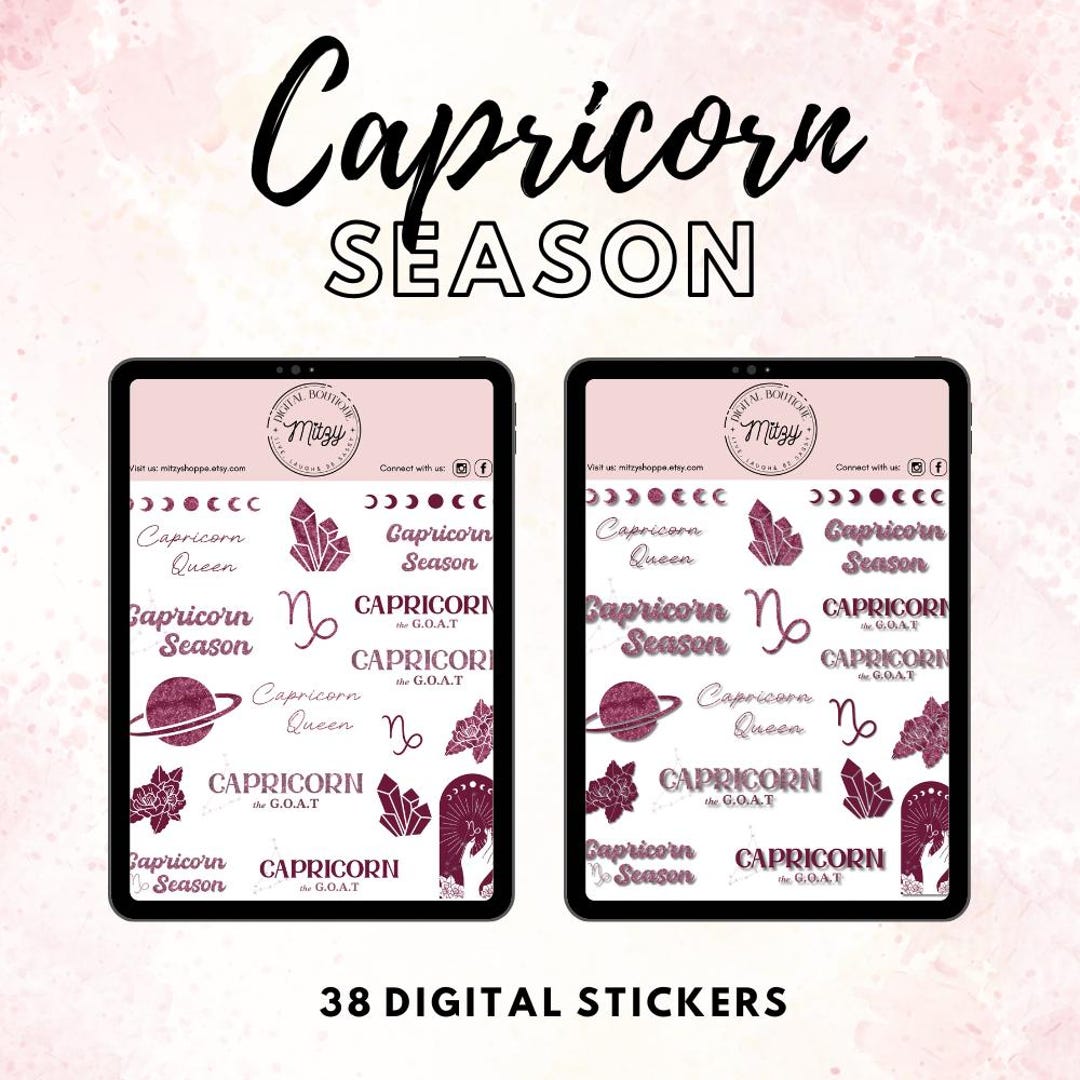 Capricorn Season Digital Sticker Kit | 38 Digital Stickers | Astrology ...