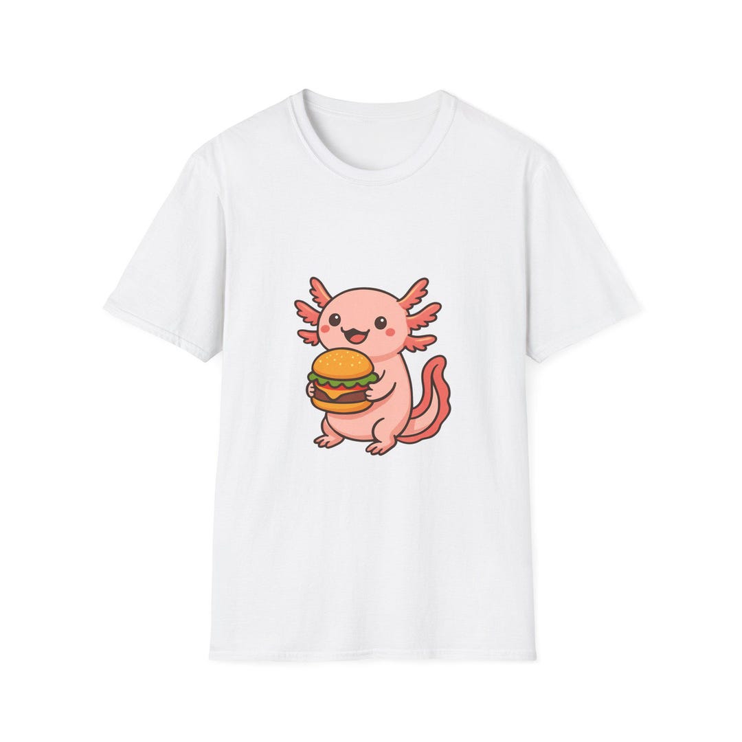 Axolotl Eating Burger T-shirt | Cute Pink Axolotl Illustration - Etsy