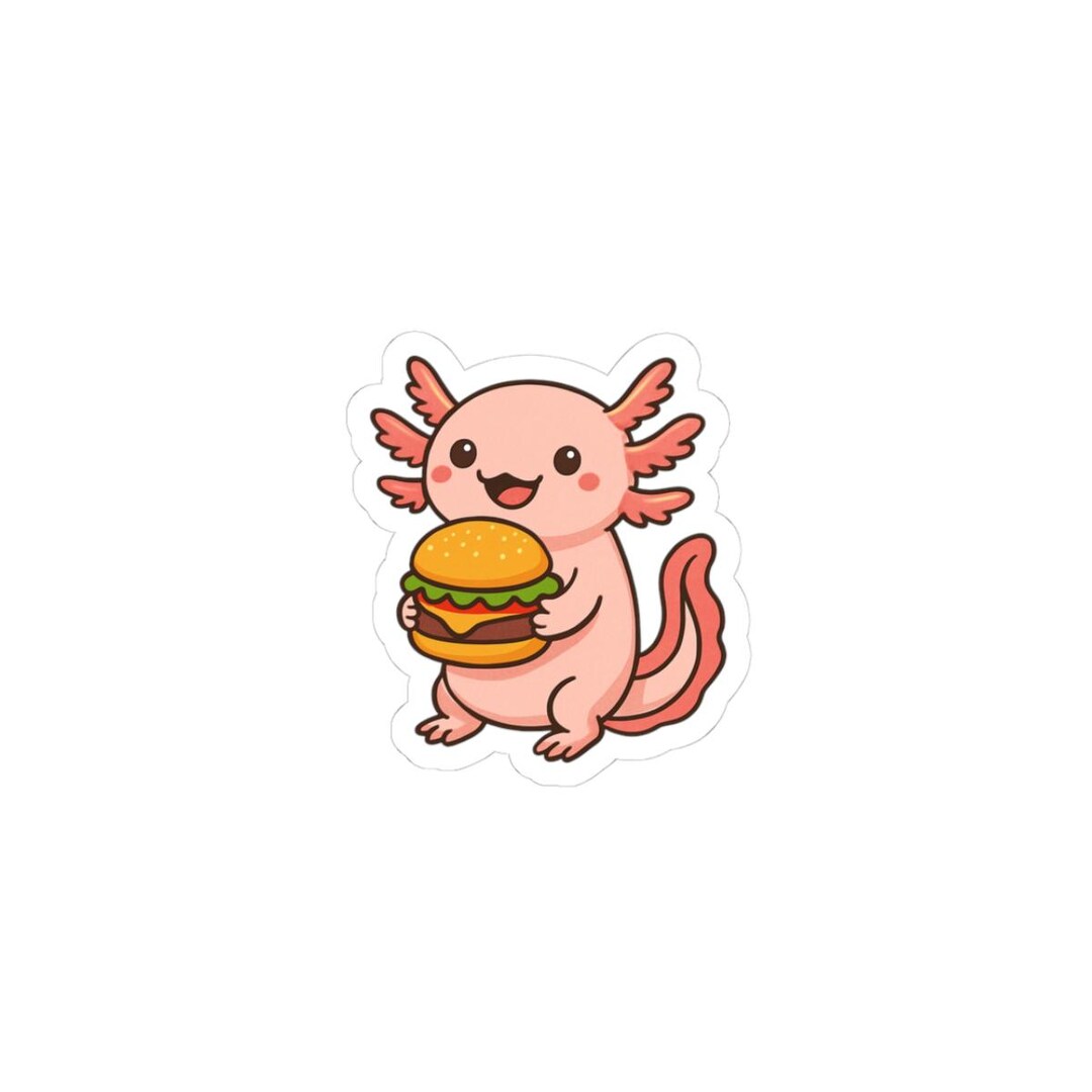 Axolotl Holding Burger Sticker | Kiss-cut Sticker - Etsy
