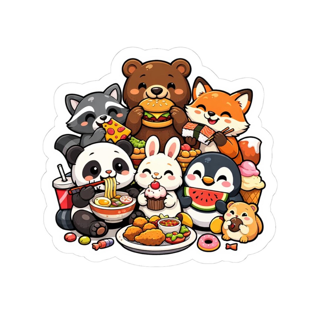 Animal Picnic Sticker | Woodland Friends Sharing Food - Etsy