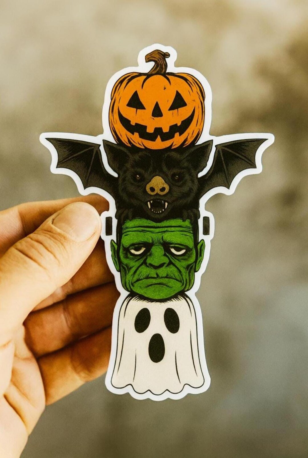 Halloween Frankenstein Bat Pumpkin Ghost Sticker: Spooky Trick or Treat ...