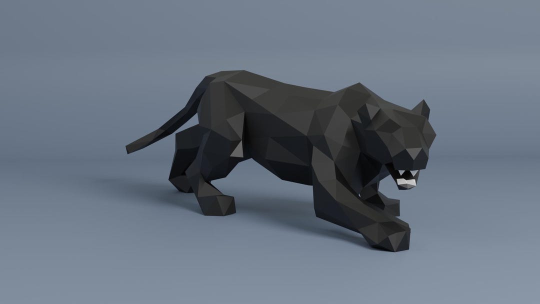 Low Poly Panther Papercraft Kit | Pre-cut Geometric Panther Sculpture ...