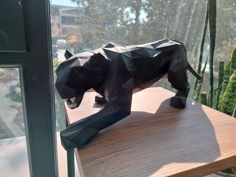 Low Poly Panther Papercraft Kit | Pre-cut Geometric Panther Sculpture ...