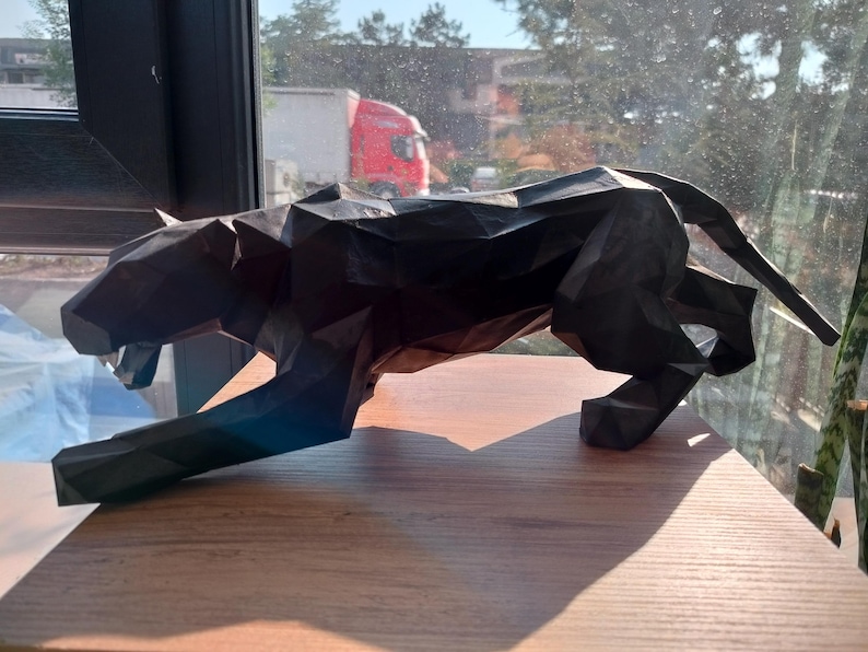 Low Poly Panther Papercraft Kit | Pre-cut Geometric Panther Sculpture ...