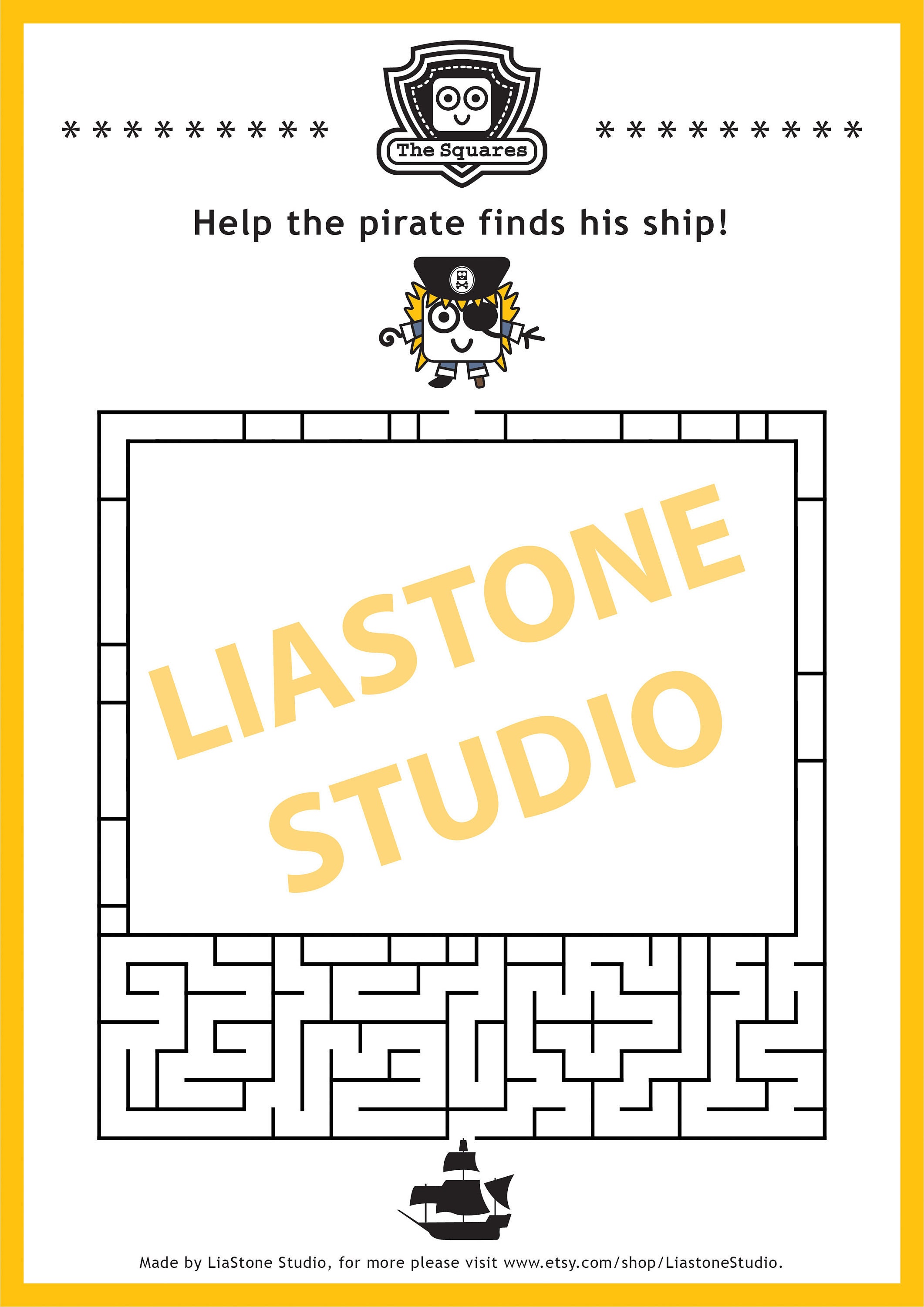 INSTANT DOWNLOAD Pdf Printable Maze Pirate Captain Hook Page for Kids 5 ...