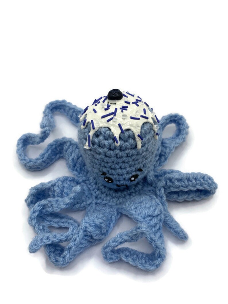 Ice Cream Octopus Plush, Blueberry Decor, Crochet Octopus Plushie ...