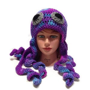 Purple Octopus Hat, Octopus Costume, Octopus Beanie, Octopus Novelty ...