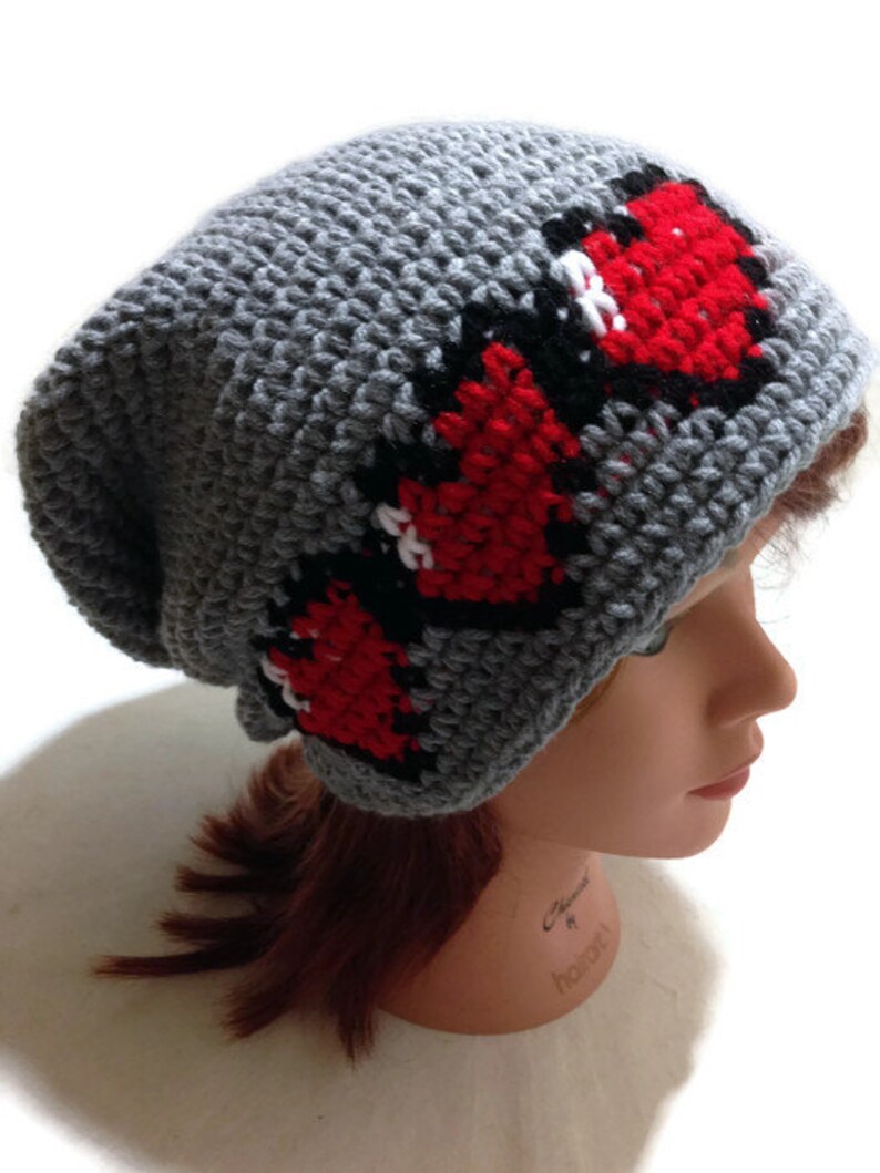 Pixel Heart Hat, Pixel Slouchy Hat, 8 Bit Heart Hat, Pixel Gamer Hat ...