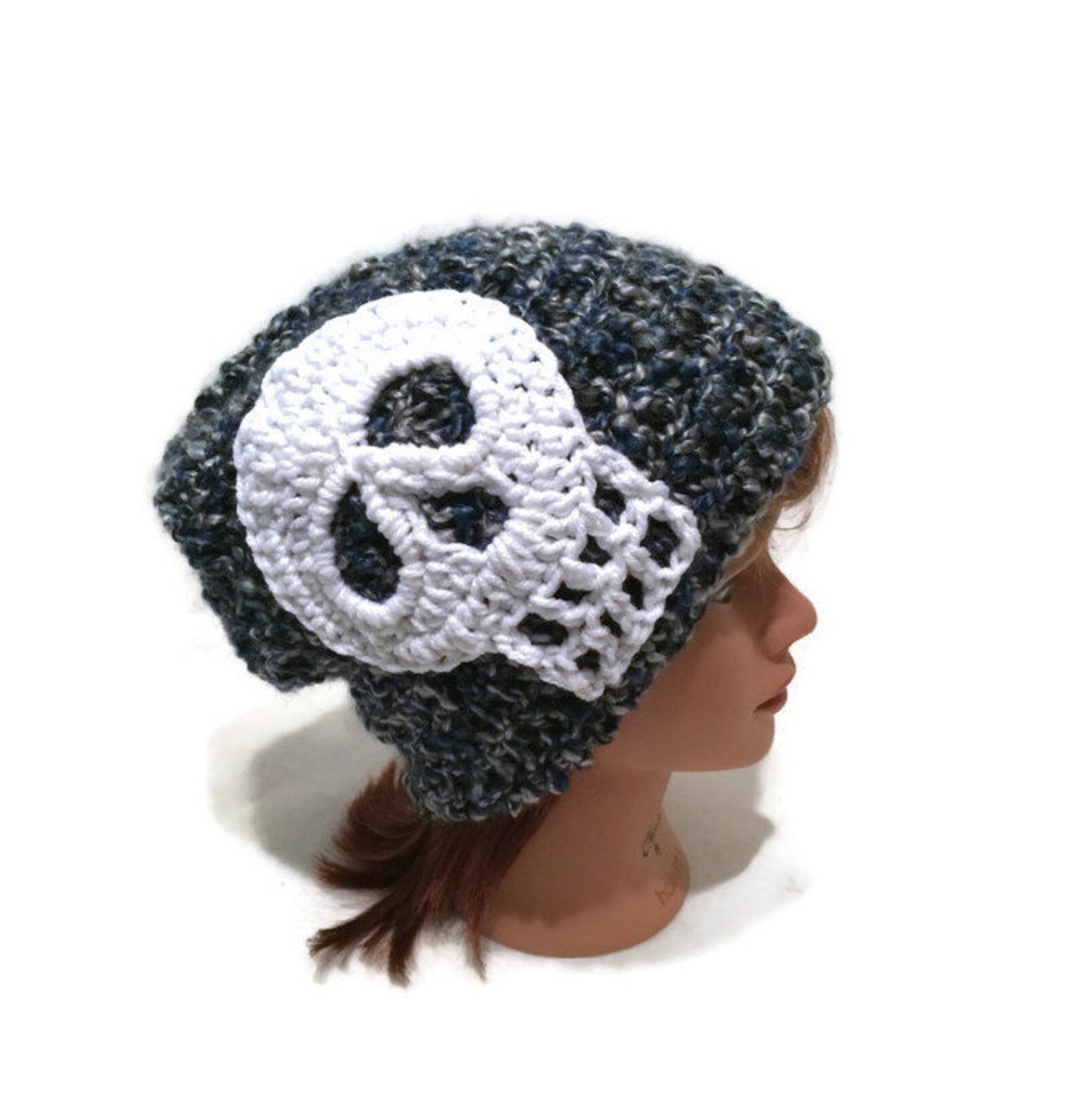 Skull Hat Skull Beanie Halloween Hat Blue Skull Hat Skull - Etsy