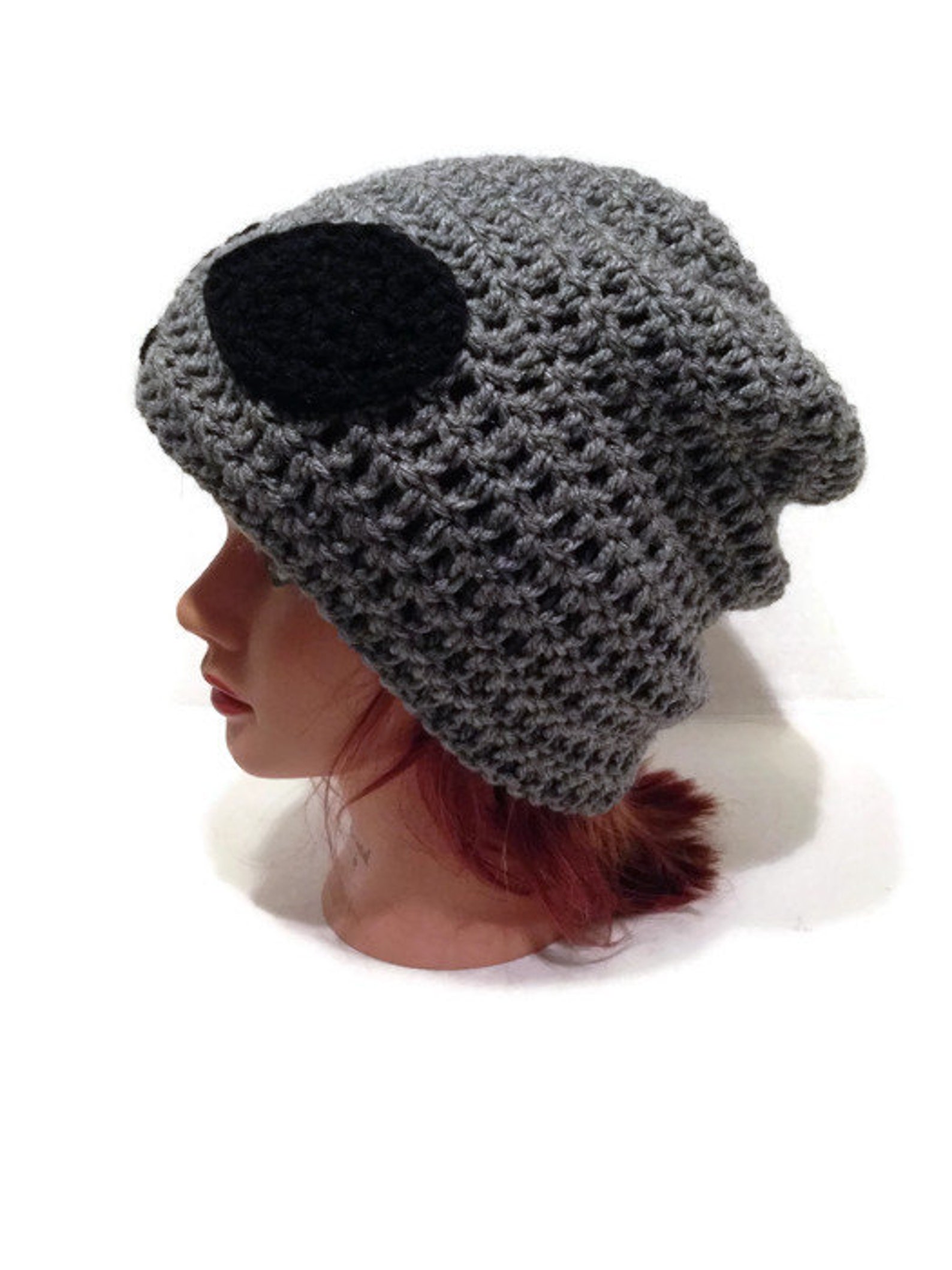 Grey Alien Slouchy Hat Alien Novelty Beanie Crochet Slouchy Hat Silly ...