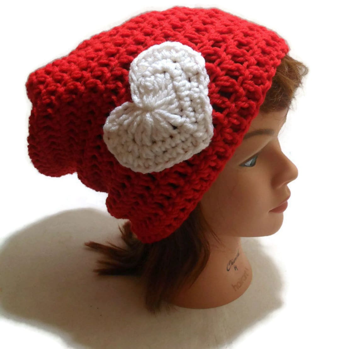 Red Heart Hat Valentines Hat Sweetheart Hat Slouchy Heart - Etsy