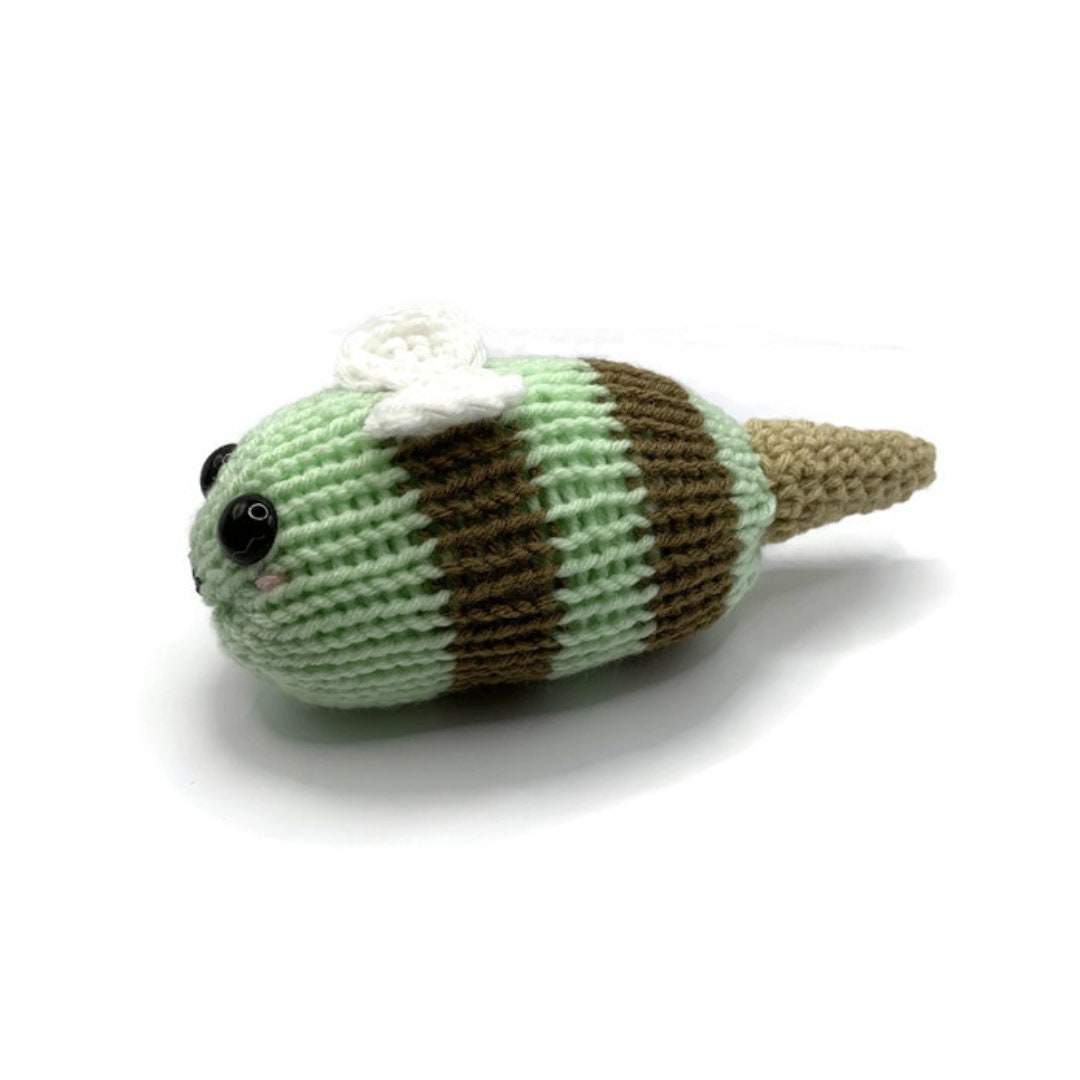 Mint Bee Plushie, Ice Cream Bee, Bumble Bee Plush, Bee Desk Buddy ...