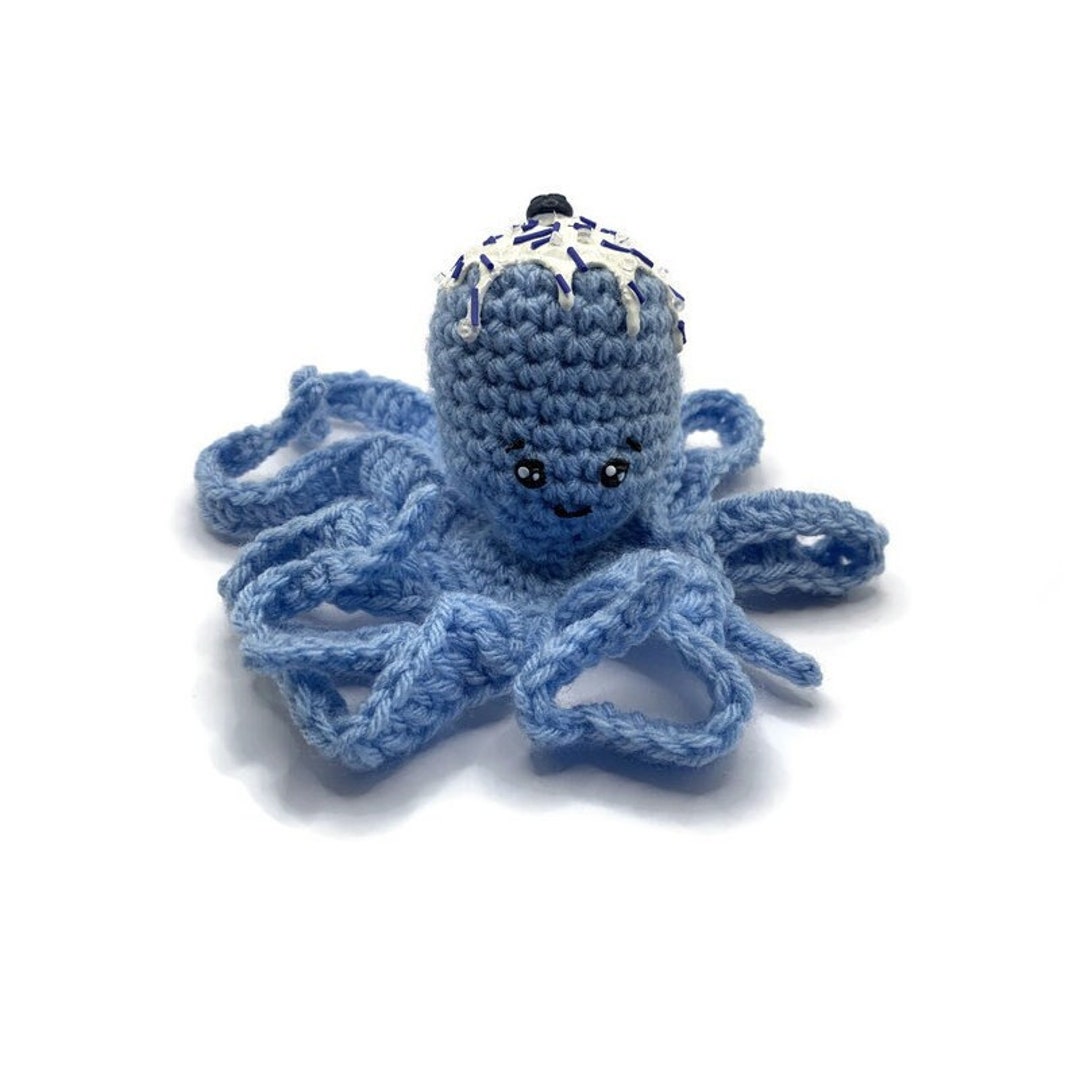 Ice Cream Octopus Plush, Blueberry Decor, Crochet Octopus Plushie ...