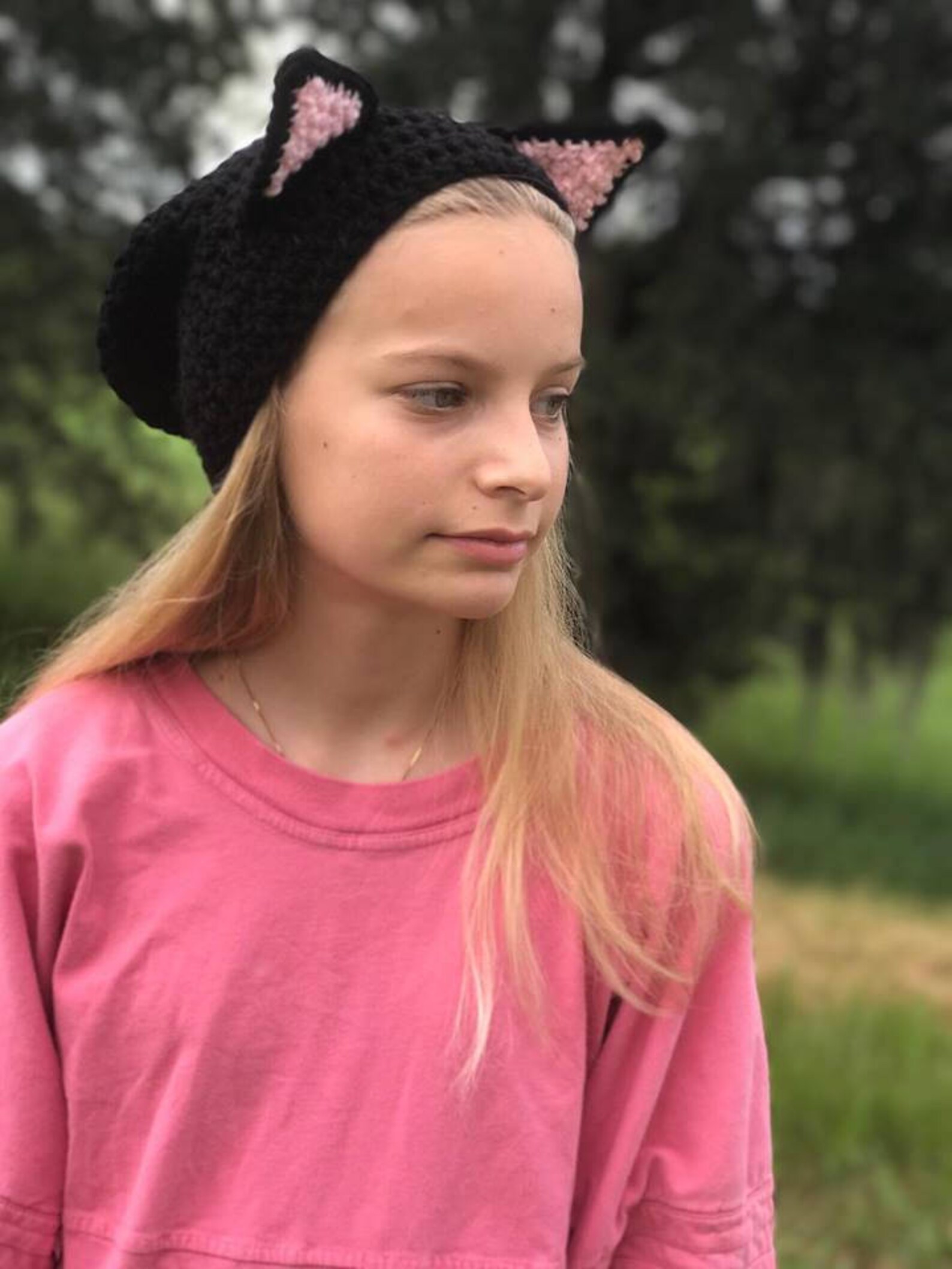 Black Cat Hat, Slouchy Cat Hat, Kitty Cat Ears, Cat Cosplay, Hat With ...