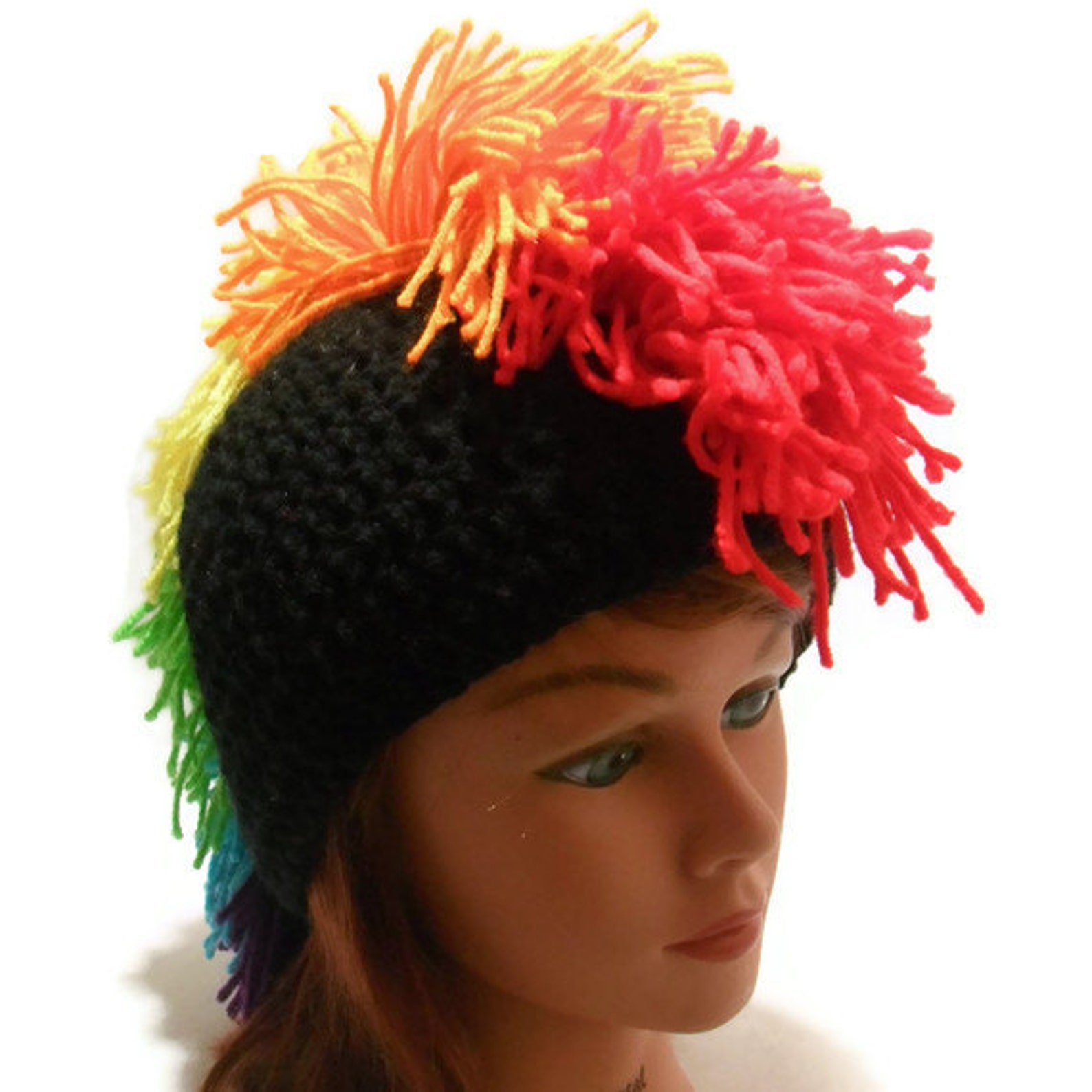 Rainbow Mohawk Beanie Rainbow Mohawk Hat Crochet Mohawk Hat - Etsy