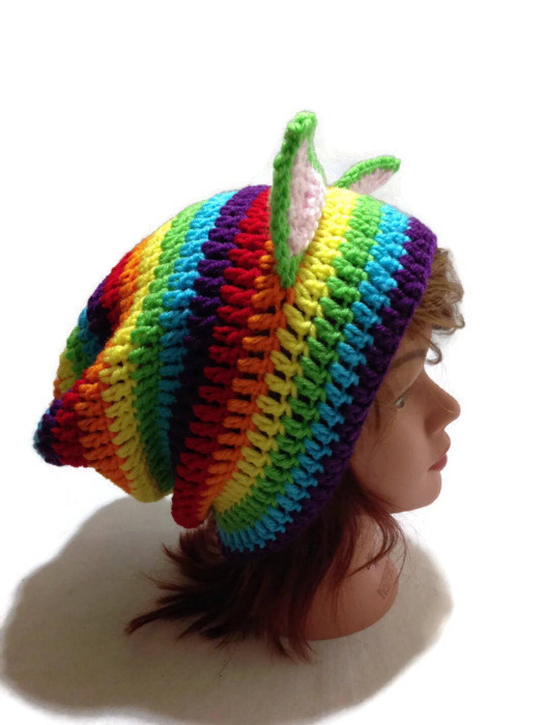 Rainbow Cat Hat, Bright Rainbow Hat, Kitty Ears Beanie, Cat Ears Beanie ...
