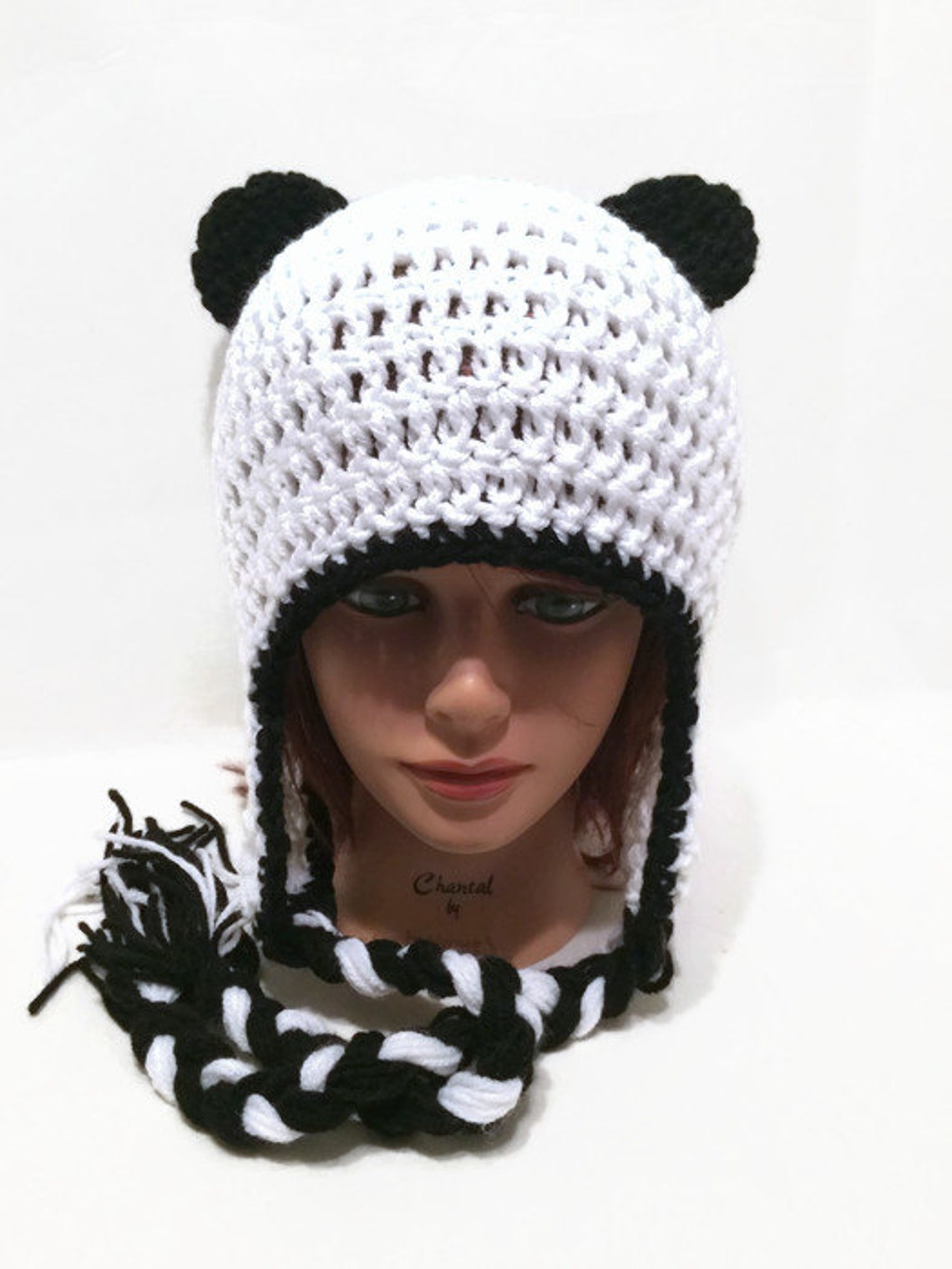Panda Hat Panda Bear Face Mask and Ear Flap Winter Hat Novelty Panda ...