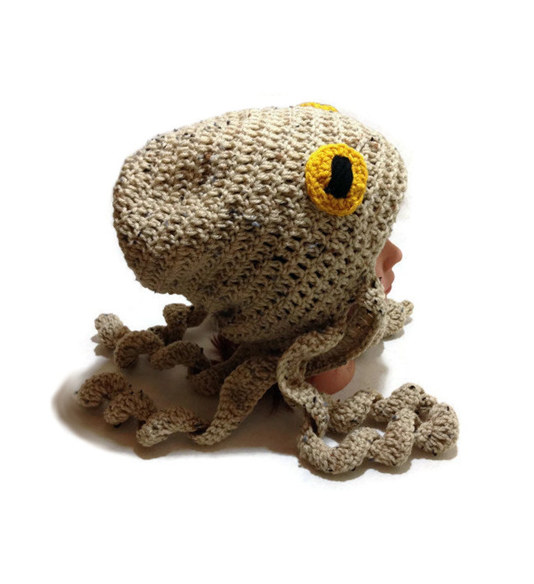 Octopus Hat, Octopus Costume, Tan Octopus Beanie, Slouchy Octopus Hat ...