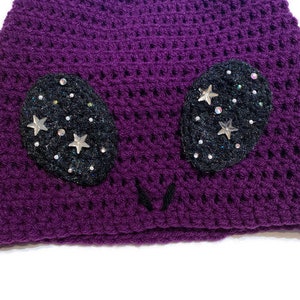 Purple Alien Hat, Galaxy Eyes Alien, Extraterrestrial Beanie, - Etsy