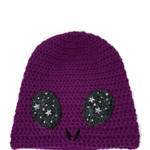 Purple Alien Hat, Galaxy Eyes Alien, Extraterrestrial Beanie, - Etsy