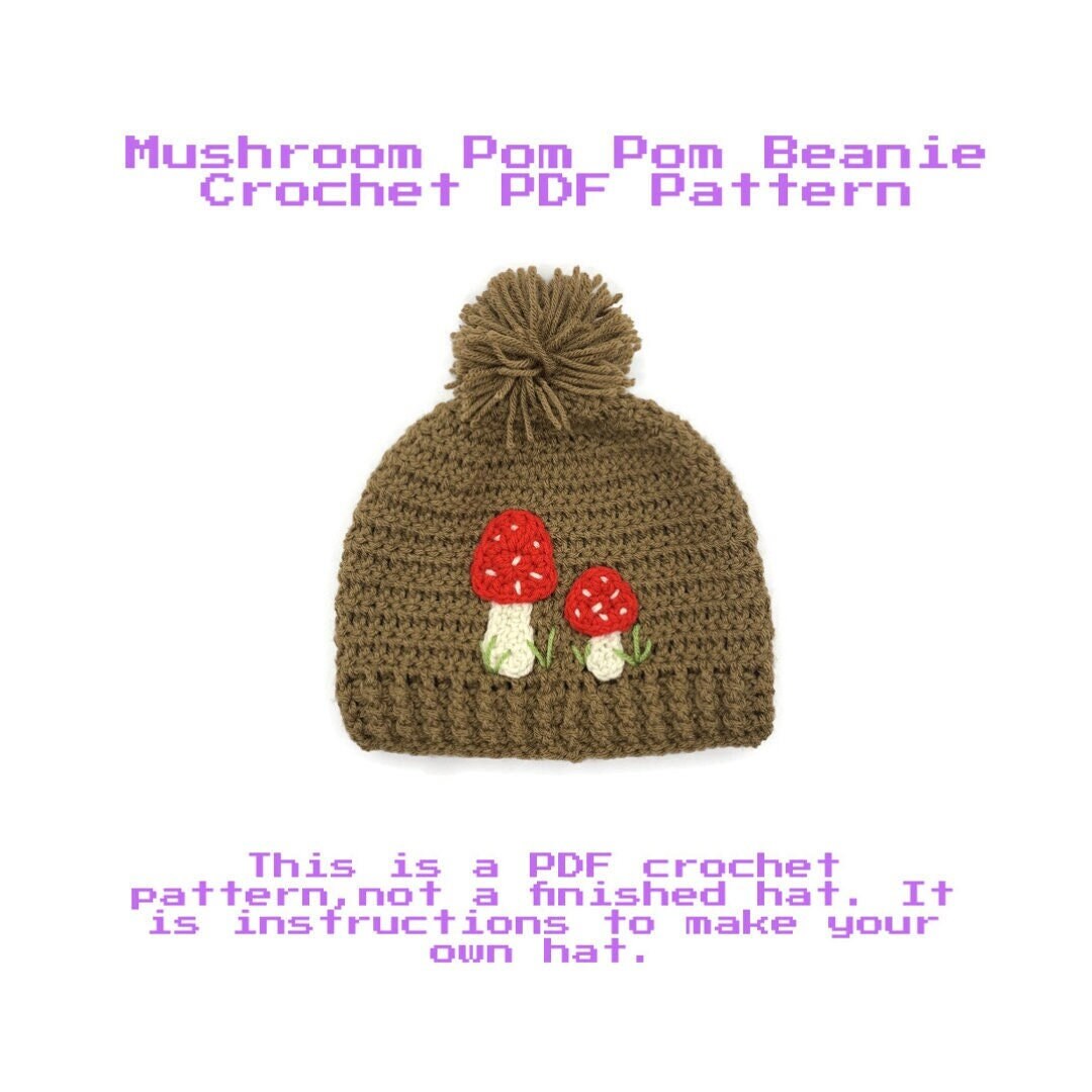 Crochet Mushroom Hat Pattern, Instant Download Pattern, PDF Pattern ...