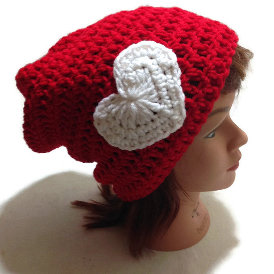 Red Heart Hat Valentines Hat Sweetheart Hat Slouchy Heart | Etsy