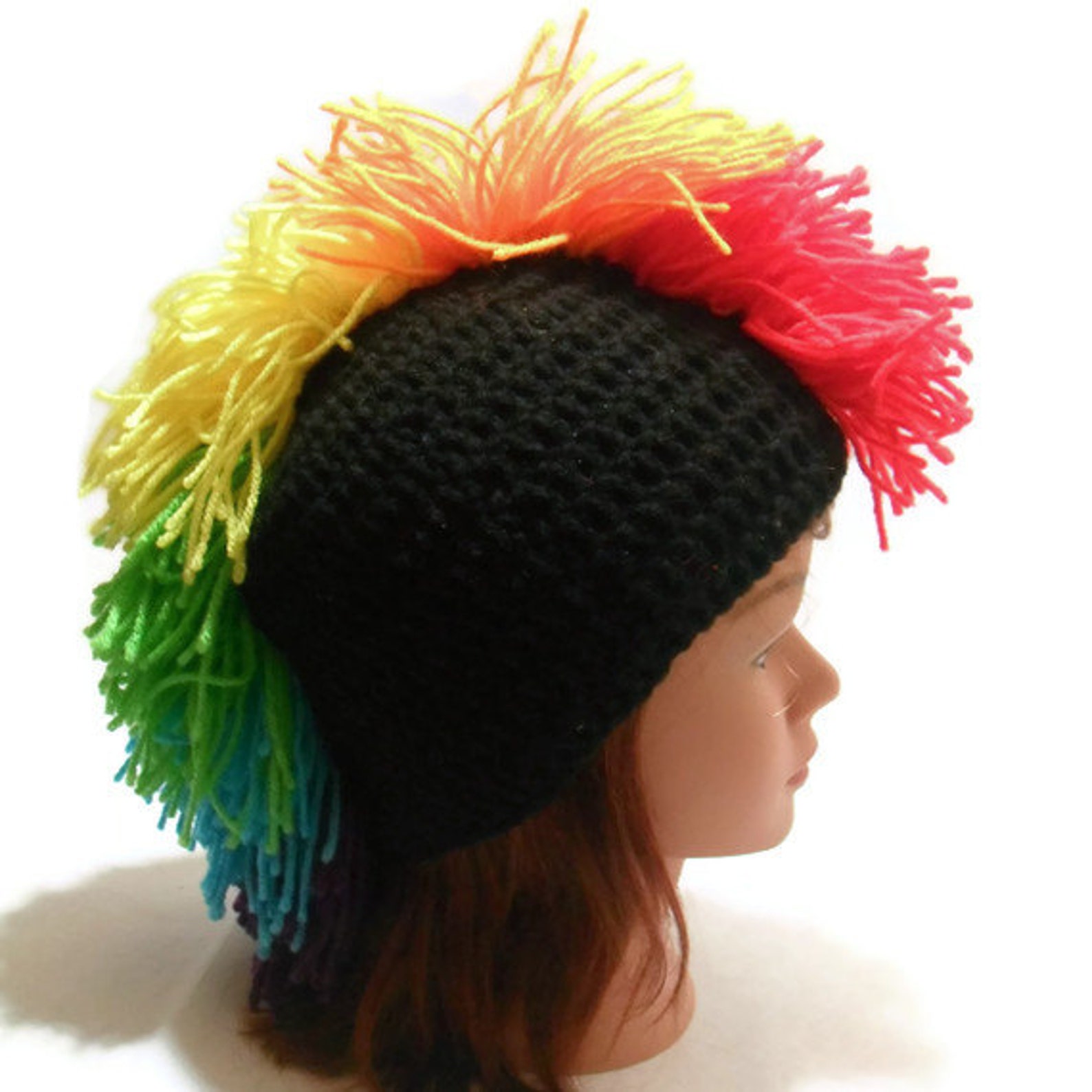 Rainbow Mohawk Beanie Rainbow Mohawk Hat Crochet Mohawk Hat - Etsy