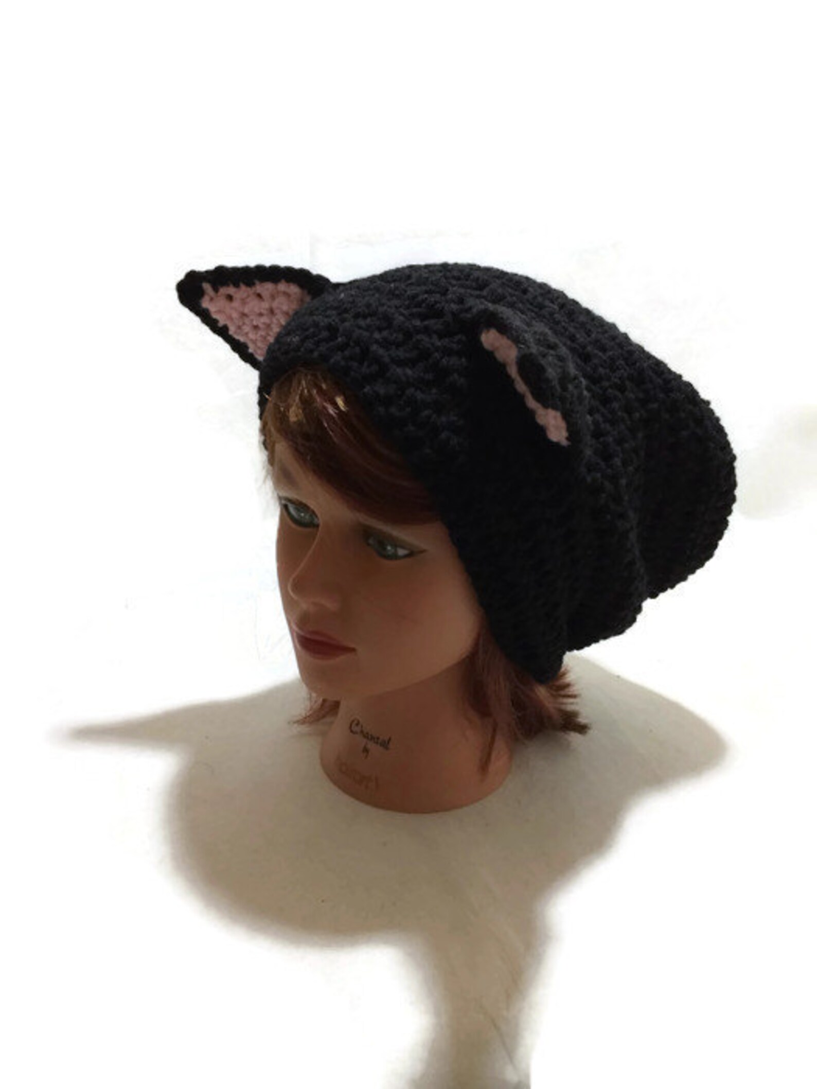 Black Cat Hat, Slouchy Cat Hat, Kitty Cat Ears, Cat Cosplay, Hat With ...