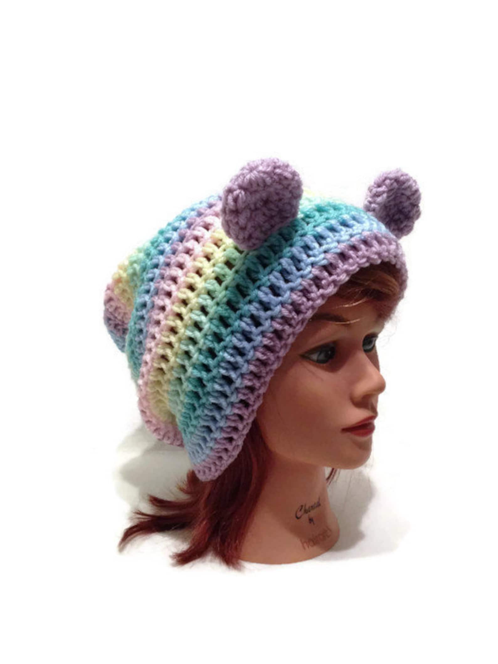 Rainbow Bear Hat Pastel Rainbow Bear Slouchy Bear Hat | Etsy