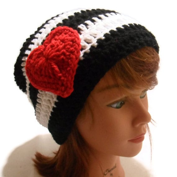 Heart Hat Valentines Day Black and White Hat Girls Hats | Etsy