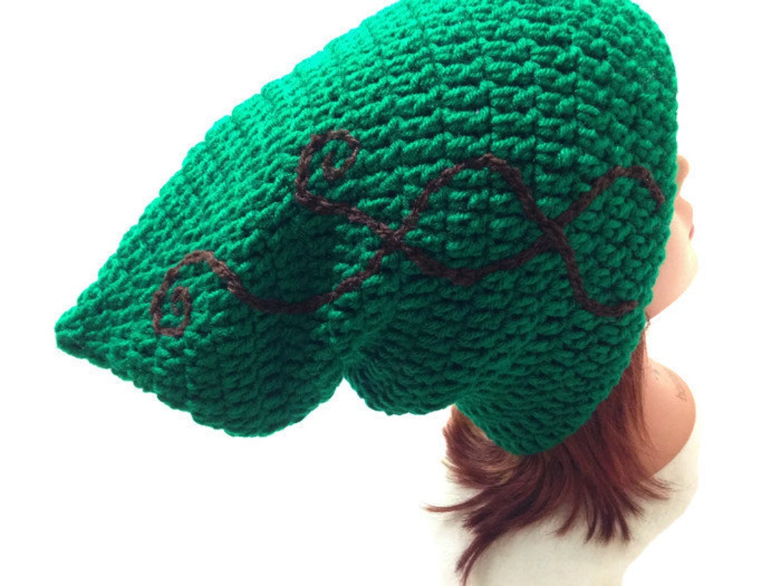 Green Elven Slouchy Beanie, Pointed Pixie Hat, Wood Elf Beanie, Elven ...